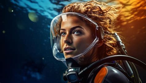 Premium Ai Image Scuba Diving Woman