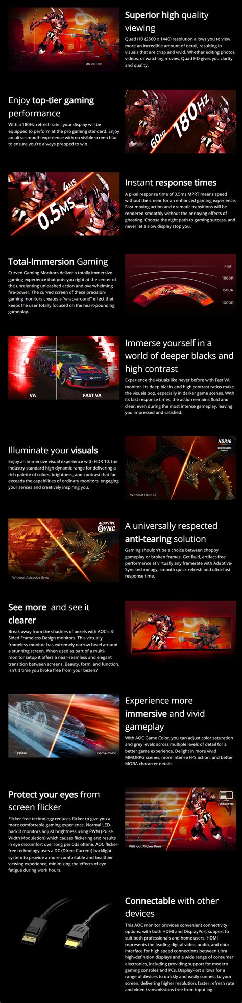 Aoc In Qhd Hdr Va Hz Adaptive Sync Curved Gaming Monitor Cq G E Msy Com Au