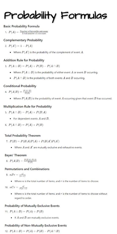 Probability Formulas Math For Middle School Math Lessons Math Resources