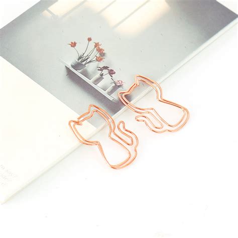 Badu Bg 10 бр Творчески златни кламери котка Форма за бележка Метален кламер върху книга Хартия