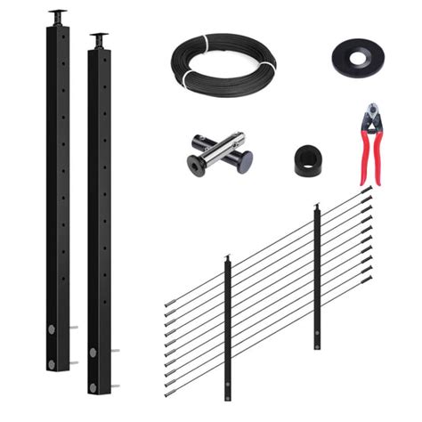 Muzata 36 Black Side Mount Cable Railing System No Handrail