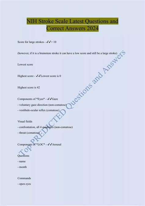 Nih Stroke Scale Latest Questions And Correct Answers 2024 Nih Stroke Scale Stuvia Us