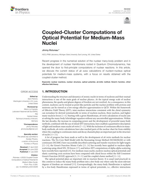 Pdf Coupled Cluster Computations Of Optical Potential For Medium Mass