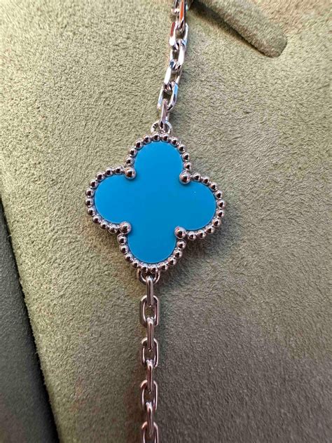 Van Cleef And Arpels Turquoise Vintage Alhambra 10 Motifs Necklace