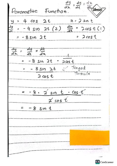 Parametric Function Y4cos2t Engineering Mathematics 1 Camscanner