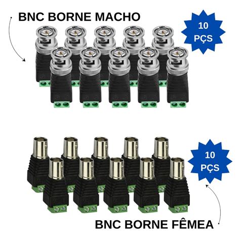 Kit 10 Conectores Bnc Borne Macho 10 Conectores Bnc Borne Femea Shopee Brasil