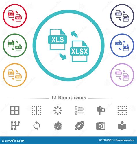 Xls Xlsx File Conversion Flat Color Icons In Circle Shape Outlines