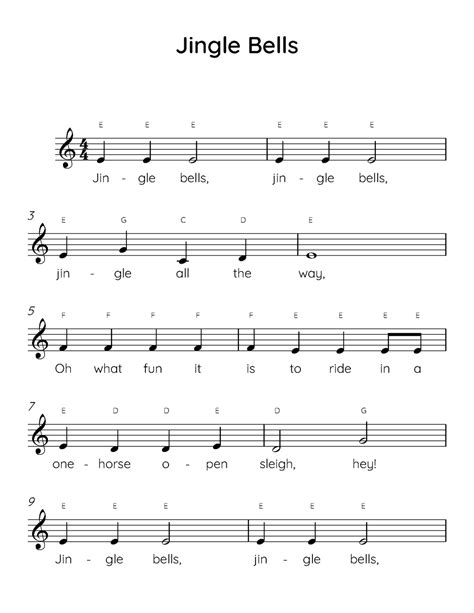 Jingle Bells Easy Piano Sheet Music