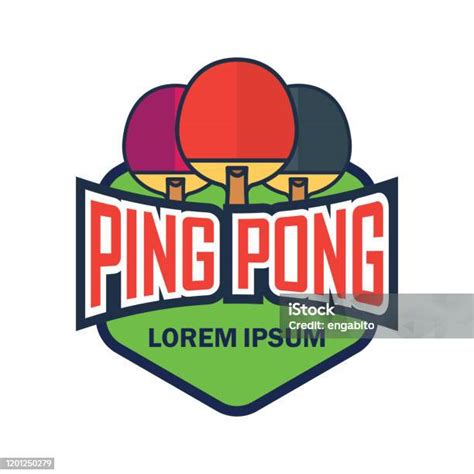 당신의 슬로건 태그 라인 벡터 일러스트에 대한 텍스트 공간이있는 탁구 탁구 휘장 Championship에 대한 스톡 벡터 아트 및 기타 이미지 Championship