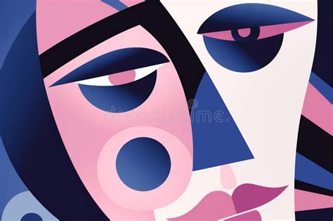 Woman Abstract Modern Cubism Portrait Silhouette Graphic Face Cubist Fashion Poster Generative