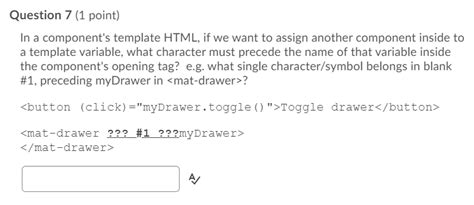 Solved Question Point In A Component S Template HTML Chegg