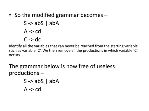 Simplification Of Cfg Ppt PPT