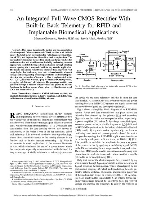 Pdf An Integrated Full Wave Cmos Rectifier With Built In Back Telemetry For Rfid And