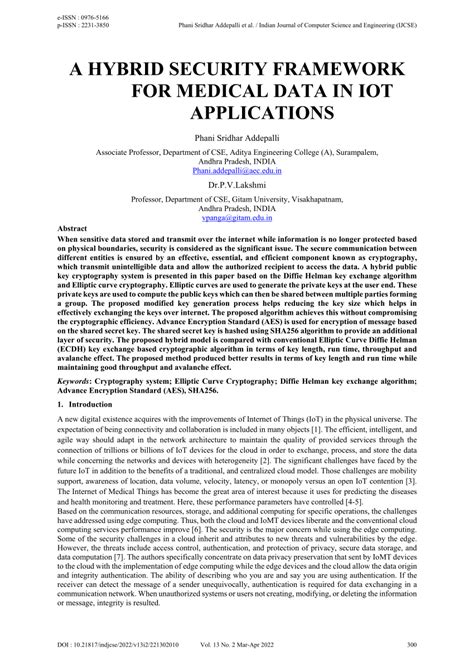 PDF A HYBRID SECURITY FRAMEWORK FOR MEDICAL DATA IN IOT APPLICATIONS
