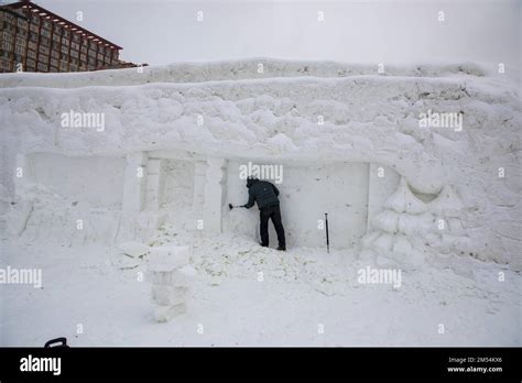 Workers Were Building An Ice And Snow Park To Prepare For The Upcoming First Ice And Snow