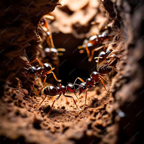 Premium Photo An Ant Colony At Work Focusing On The Intricate Tunnels