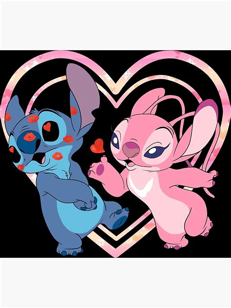 Cartoon Stitch And Angel Kiss Design For Men And Women Art Print For Sale By LindaWOOLP