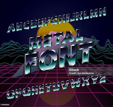 레트로 글꼴입니다 글꼴의 복고풍 미래의 세트 1980 년대 스타일 반짝이는 색상 Lazers와 복고풍 웨이브 음악 스크립트 템플릿 전단지 배너 웹 또는 프로젝트에 사용할 수