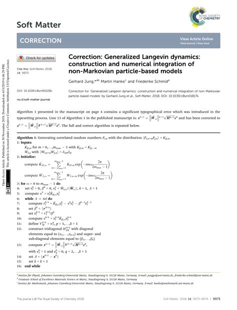 Pdf Correction Generalized Langevin Dynamics Construction And Numerical Integration Of Non
