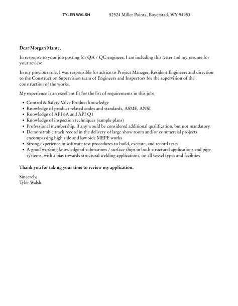 QA QC Engineer Cover Letter Velvet Jobs QA QC Engineer Cover Letter Velvet Jobs