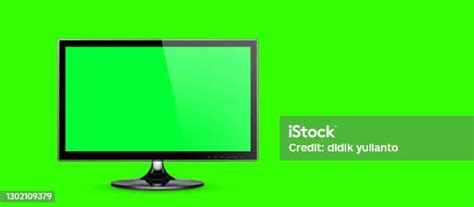 데스크톱 또는 Pc 빈 화면 템플릿입니다 컴퓨터 오픈 뷰 밝은 녹색 배경에 빈 녹색 화면 배너 복사 공간 3d 일러스트레이션 0명에 대한 스톡 사진 및 기타 이미지 Istock