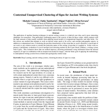 Contextual Unsupervised Clustering Of Signs For Ancient Writing Systems Acl Anthology
