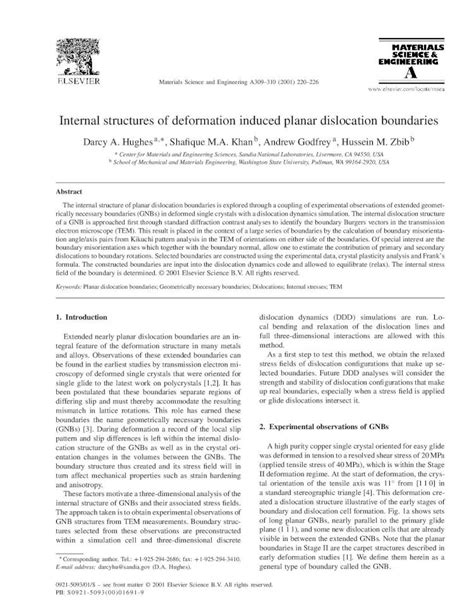 Pdf Internal Structures Of Deformation Induced Planar Dislocation