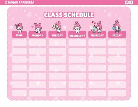 My Melody Class Schedule Pdf In 2025 Hello Kitty School Class Schedule Preschool