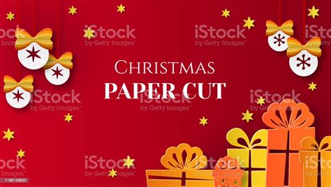 종이 예술의 포스터 다층 그림에서 크리스마스 전나무와 선물 아름다운 공을 매달려 텍스트에 배치합니다 명함 디자인 예술에 대한 스톡 벡터 아트 및 기타 이미지 Istock