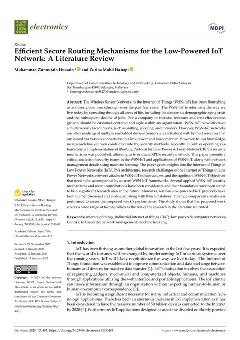 PDF Efficient Secure Routing Mechanisms For The Low Powered IoT