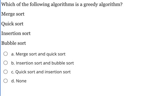 Solved Which Of The Following Are The Worst Case Running