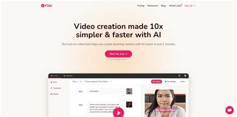 Fliki 可帮助您在短短 2 分钟内使用 Ai 语音创建令人惊叹的内容。官网 借助 Ai，视频创作变得更简单、更快 10 倍 爱搜ai工具资源导航站
