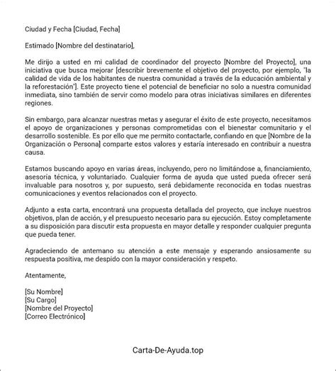 Ejemplo De Carta Para Solicitar Ayuda Para Un Proyecto Comunitario