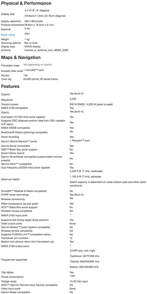 Garmin EchoMAP CHIRP SV CHIRP Sonar Combo Preloaded UK Hudson