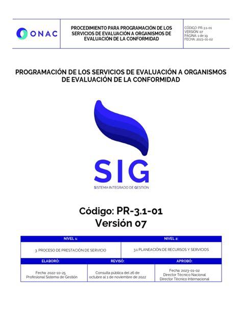Pr 3 1 01 Procedimiento De Programacion Servicios De Evaluacion V7 Pdf Planificación