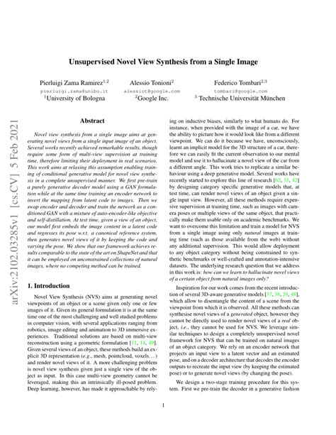 Pdf Unsupervised Novel View Synthesis From A Single Image
