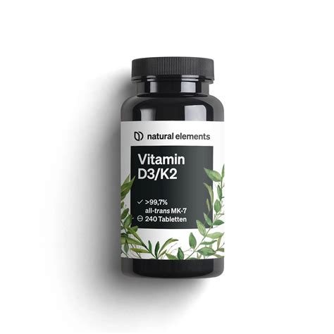 Natural Elements Vitamin D3 K2 99 7 All Trans MK 7 2000 IE
