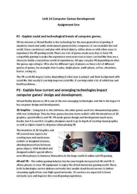Unit 14 Computer Games Development Assignment 1 Trends And Tech