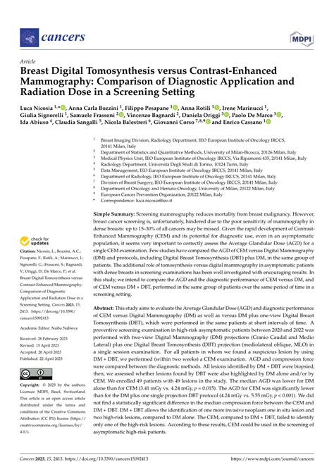 Pdf Breast Digital Tomosynthesis Versus Contrast Enhanced Mammography Comparison Of