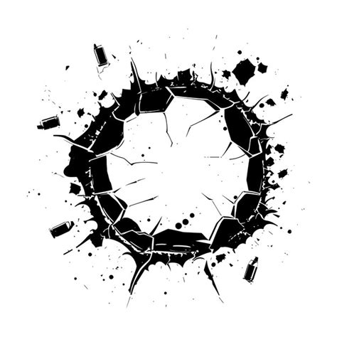 Silhouette Bullet Hole In Glass Black Color Only Premium Ai Generated Vector