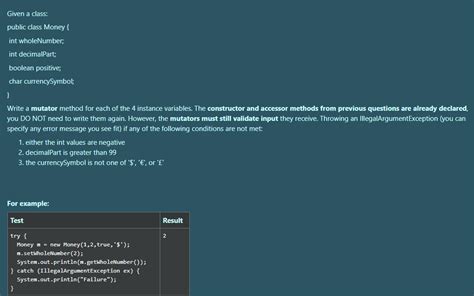 Solved Given A Class Public Class Money Int Wholenumber