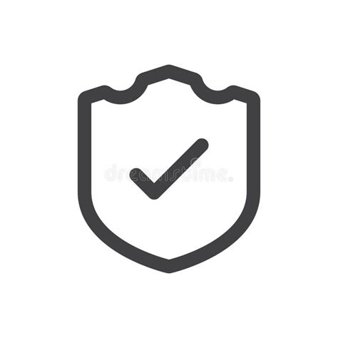 Shield Check Mark Icon Simple Outline Vector Logo Stock Vector