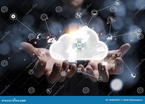 Two Hand Holding Virtual Cloud Computing With Artificial Intelligence