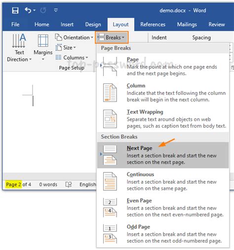 how to insert page number in word 2019 2016 from specific page
