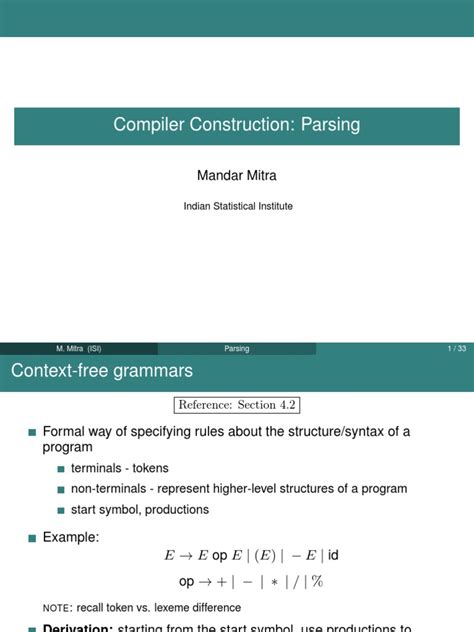 compiler construction parsing mandar mitra pdf parsing software engineering