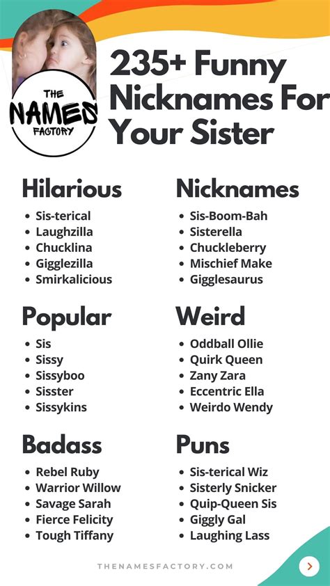 Funny Nicknames For Your Sister For Sibling Shenanigans