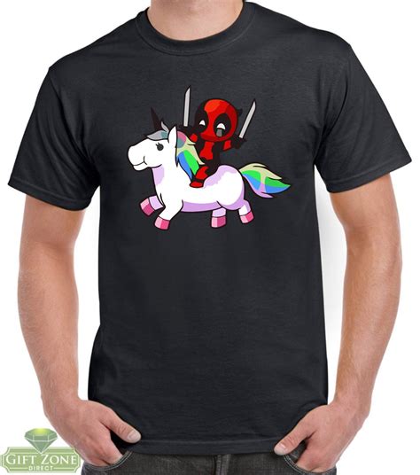 Deadpool Riding A Unicorn Funny T Shirt T Etsy