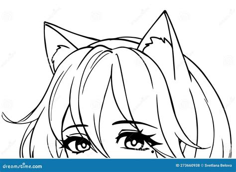 Anime Girl With Cat Ears Coloring Page Download Free Printable Art