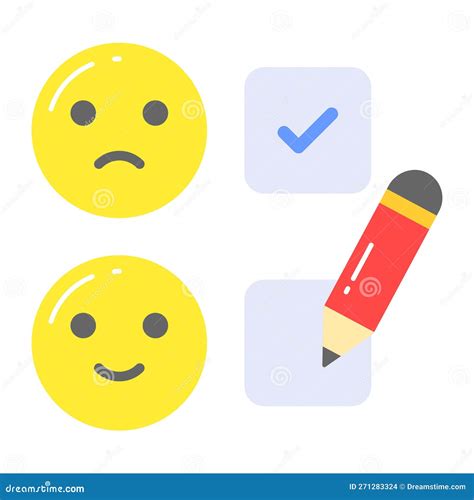 Emojis With Checkmark And Pencil Concept Of Feedback Vector Stock