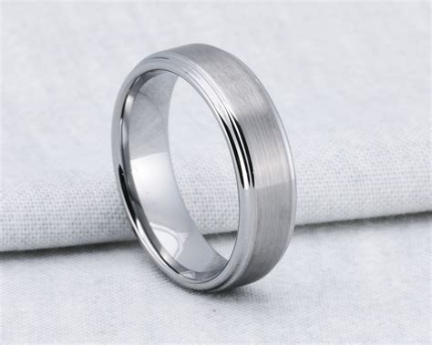 Tungsten Carbide 7mm Elegant Brushed Centered Comfort Fit Wedding Band